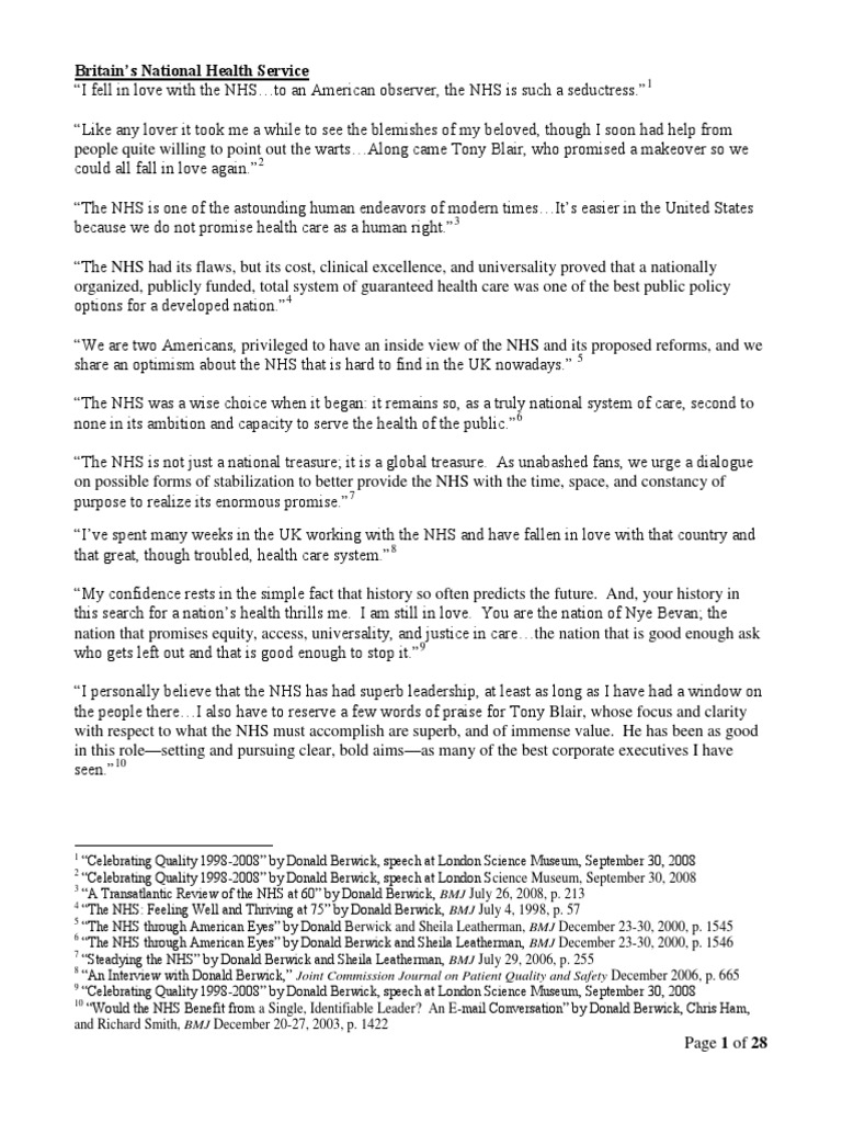 Donald Berwick Writings | PDF | Managed Care | Health Policy