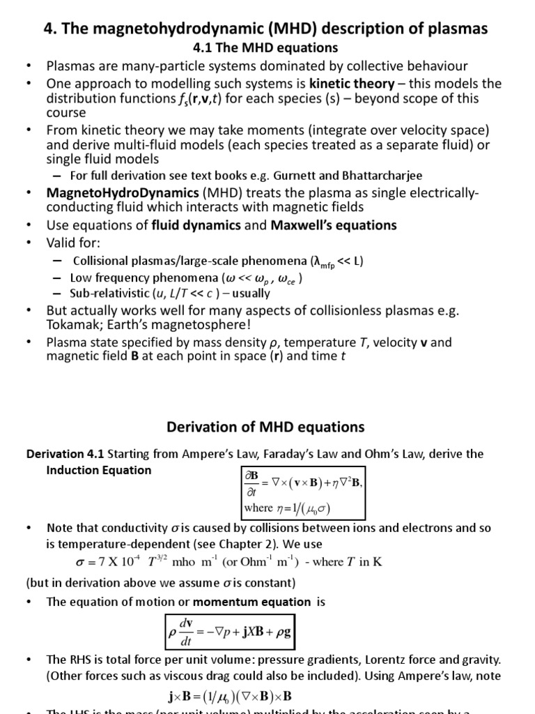 Chapter 4 Part 1 | PDF | Magnetohydrodynamics | Plasma (Physics)