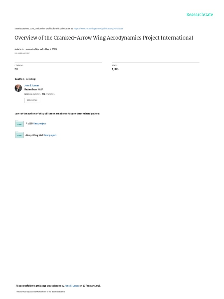 Overview of The Cranked-Arrow Wing Aerodynamics PR | PDF | Wind Tunnel ...