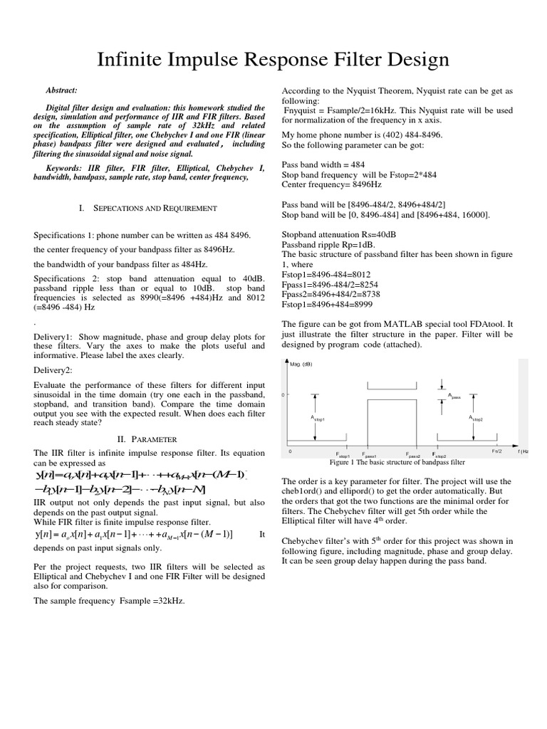 Infinite Impulse Response Filter Design | PDF | Filter (Signal Processing) | Filtration