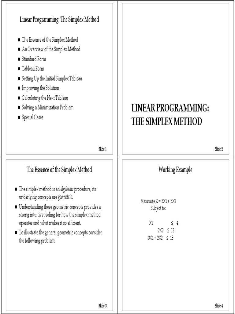 An Introduction to the Geometric Concepts and Iterative Process of the Simplex Method for ...
