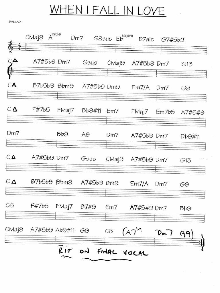 When I Fall in Love - C Major Lead Sheet PDF | PDF