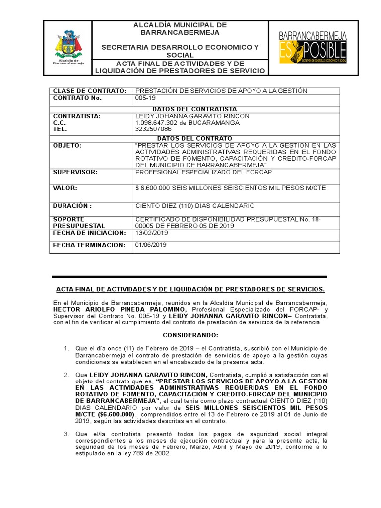 Acta Final Leidy | PDF | Gobierno | Economias