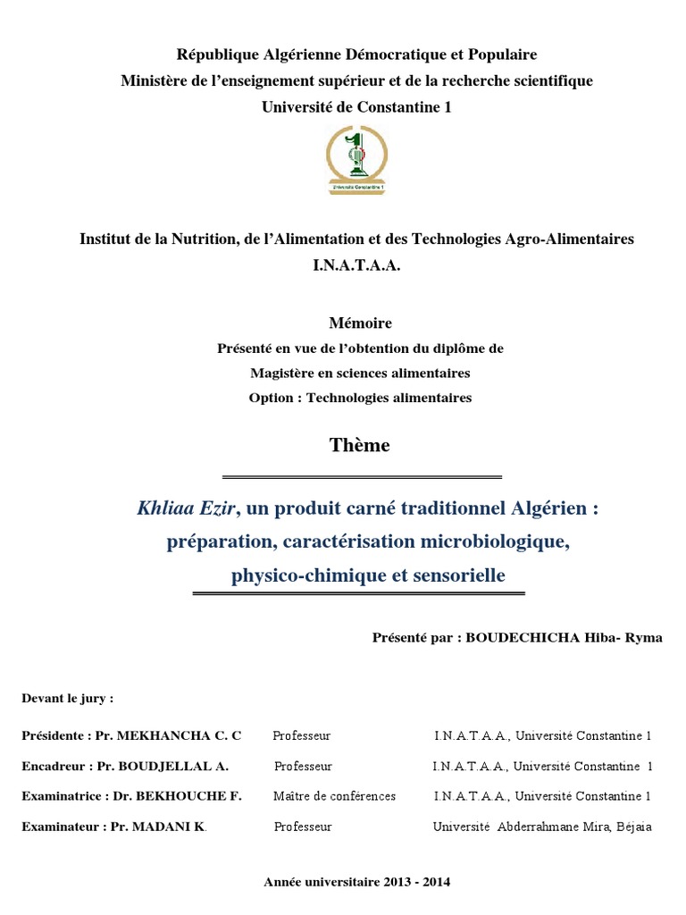 Caractérisation du Khliaa Ezir traditionnel | PDF | Bœuf | Viande