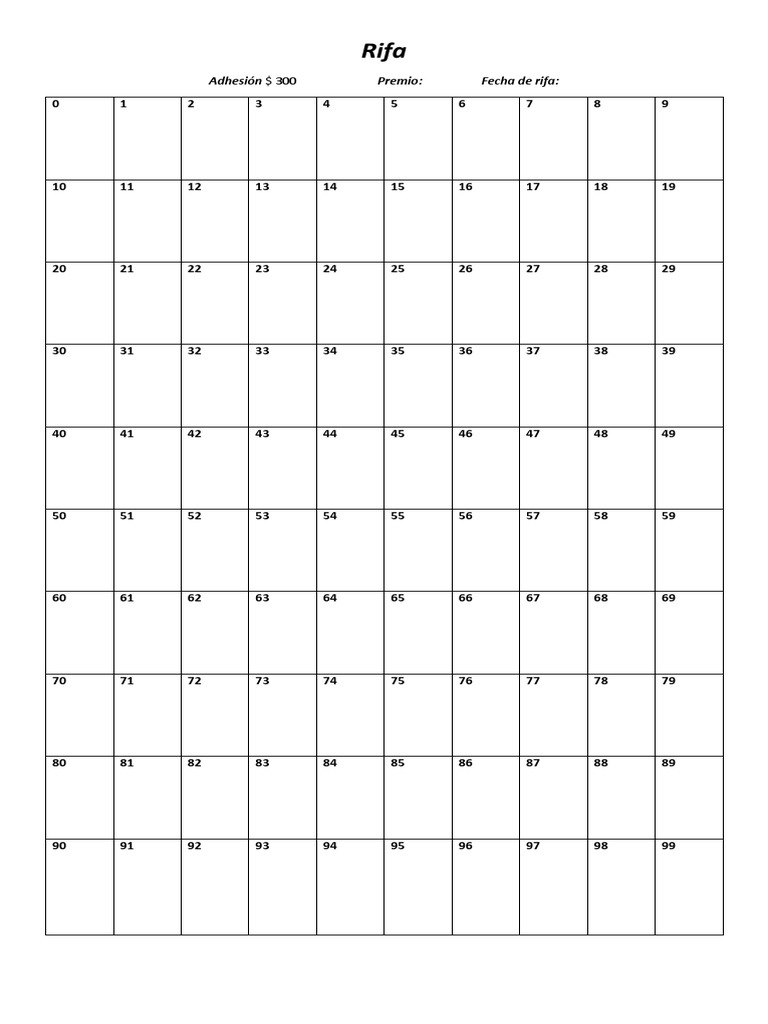 Rifa 100 Numeros | PDF
