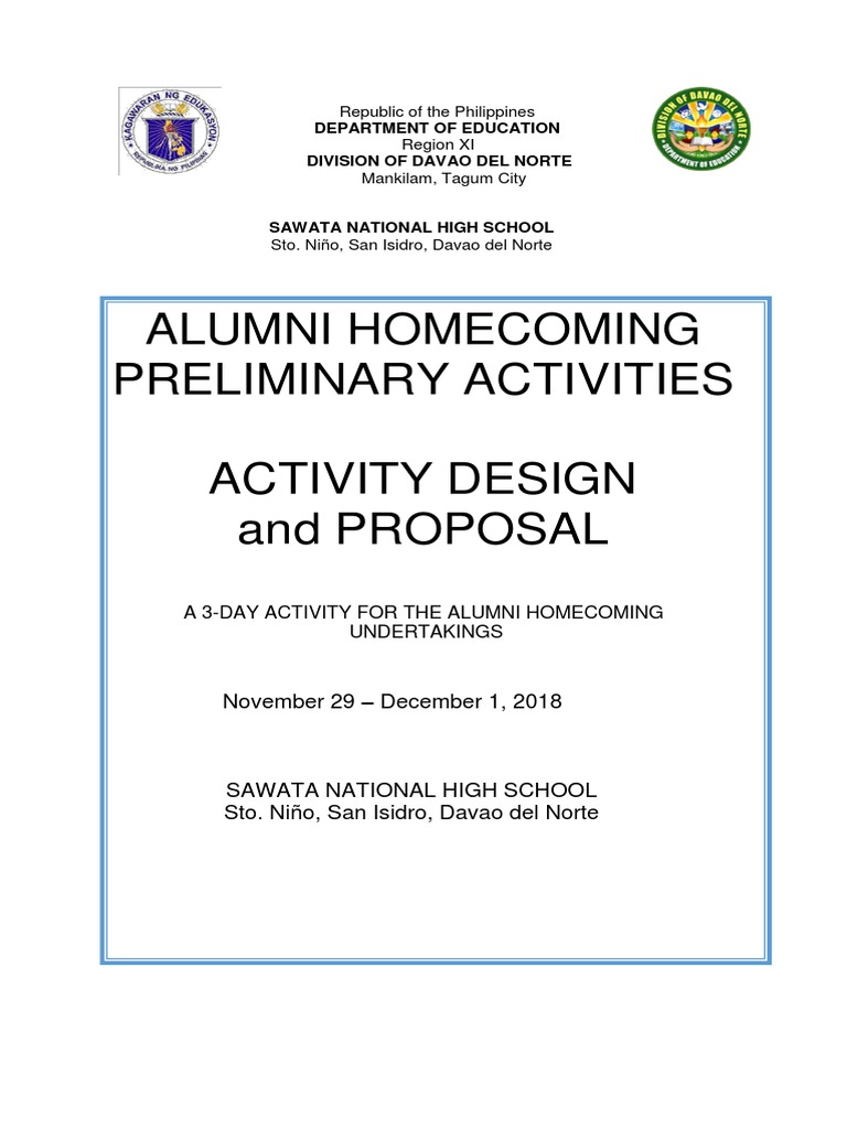 Alumni Homecoming Preliminary Activities Activity Design and Proposal ...