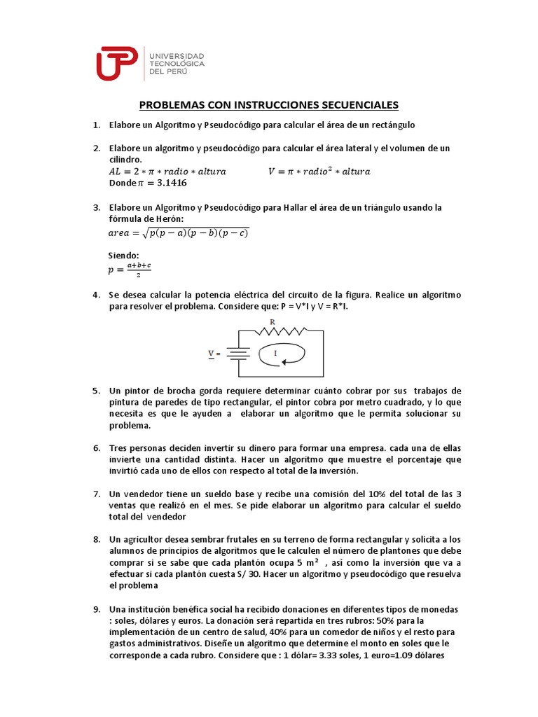 Problemas Con Instrucciones Secuenciales | PDF | Algoritmos | Euro