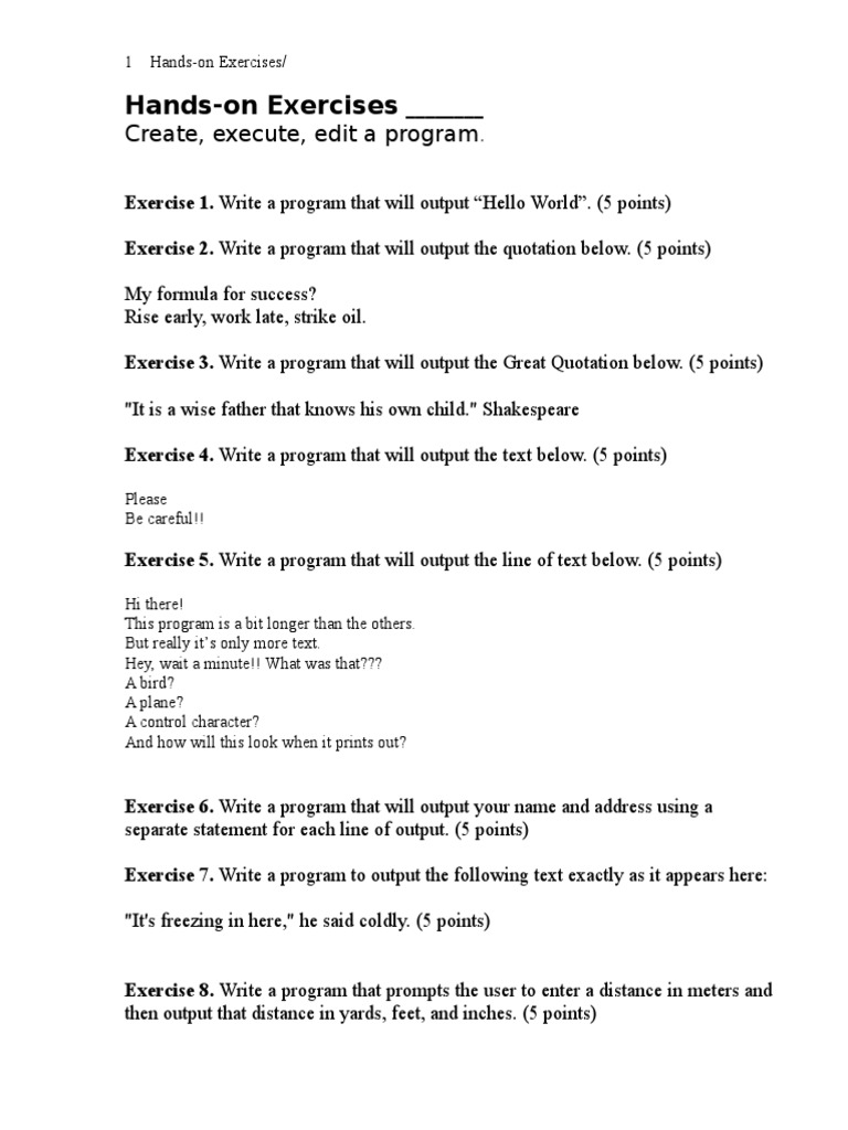 Hands-on Programming Exercises: A Comprehensive Collection of Practice ...