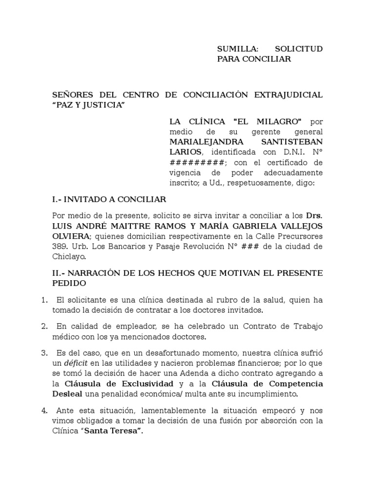 15 - Solicitud A Conciliar | PDF
