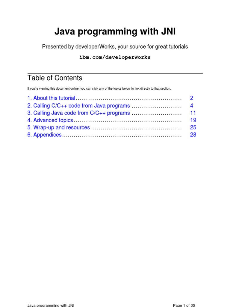 Jni Tutorial Pdf Java Virtual Machine Java Programming Language