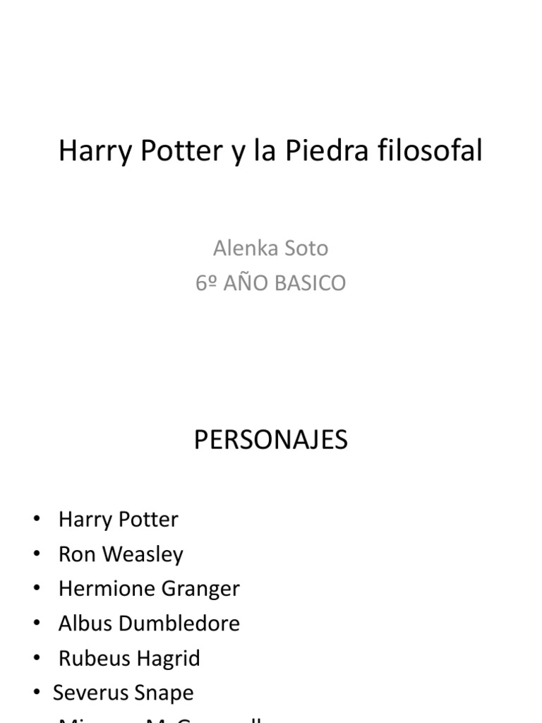 Personajes de Harry Potter y la Piedra Filosofal | PDF | J. K. Rowling ...