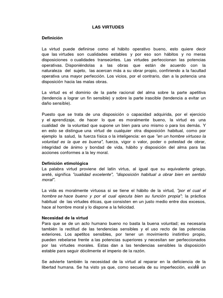 Definición y Clasificación de Virtudes | PDF | Prudencia | Moralidad