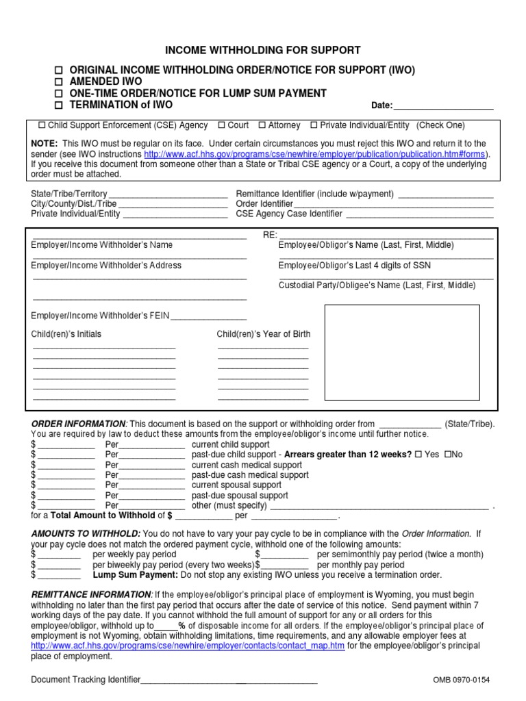 Income Withholding For Support | PDF | Withholding Tax | Payments