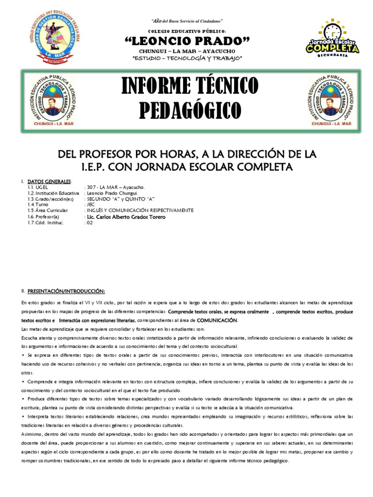 Modelo para Itp - 2017 - Carlos Alberto Grados Torero | PDF | Maestros ...