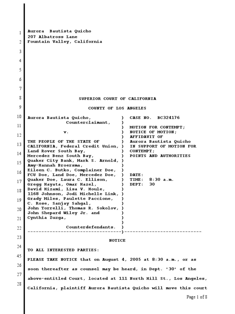Bc012mnap Contempt Motion | PDF | Contempt Of Court | Judgment (Law)