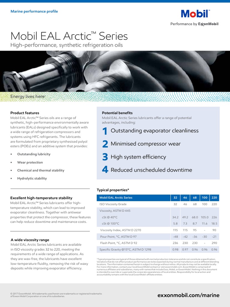 Mobil Eal Arctic | PDF | Exxon Mobil | Lubricant