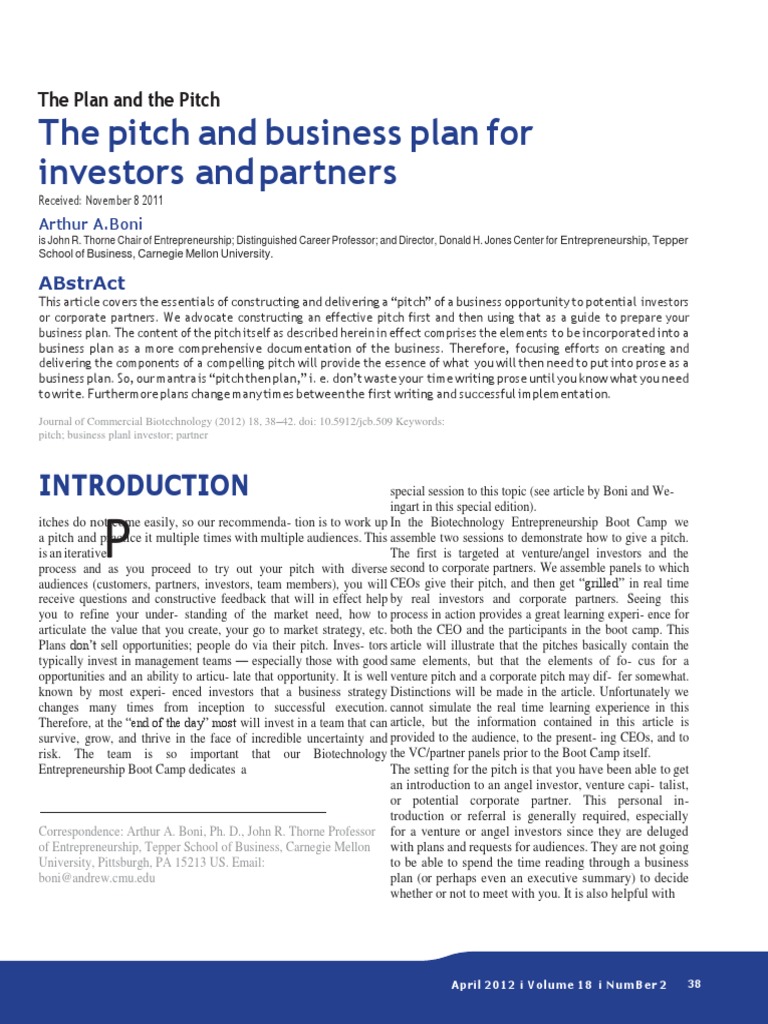 The Plan and The Pitch | PDF | Venture Capital | Corporate Finance