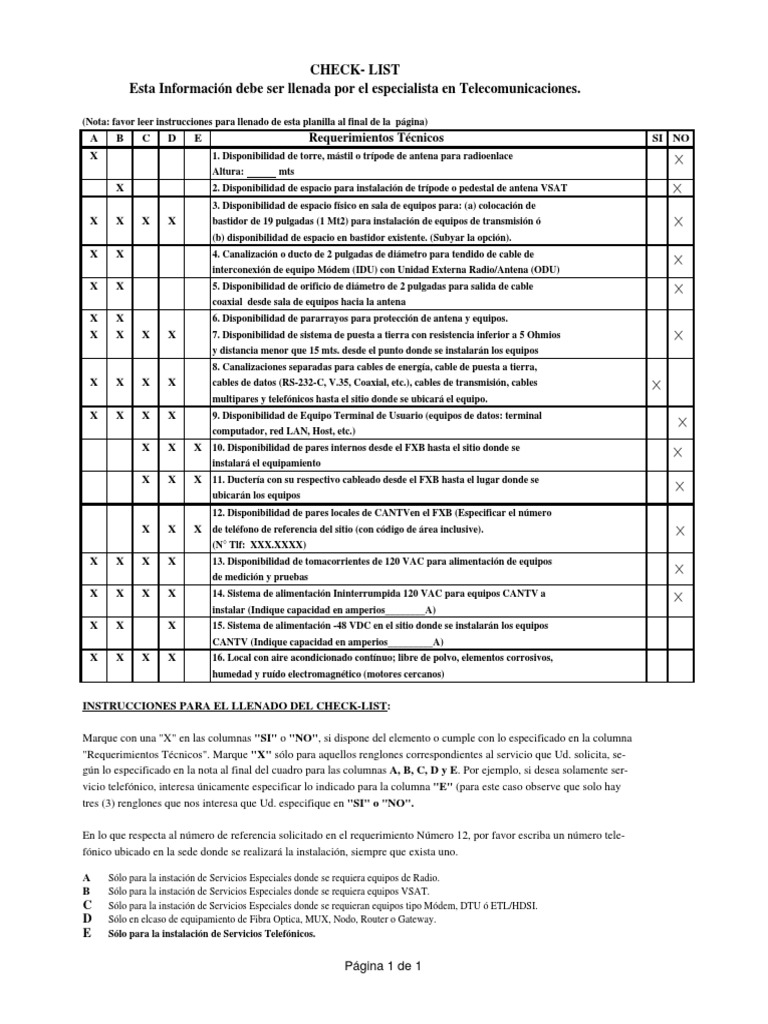 Checklist auditoria de telecomunicaciones | Antena (Radio ...