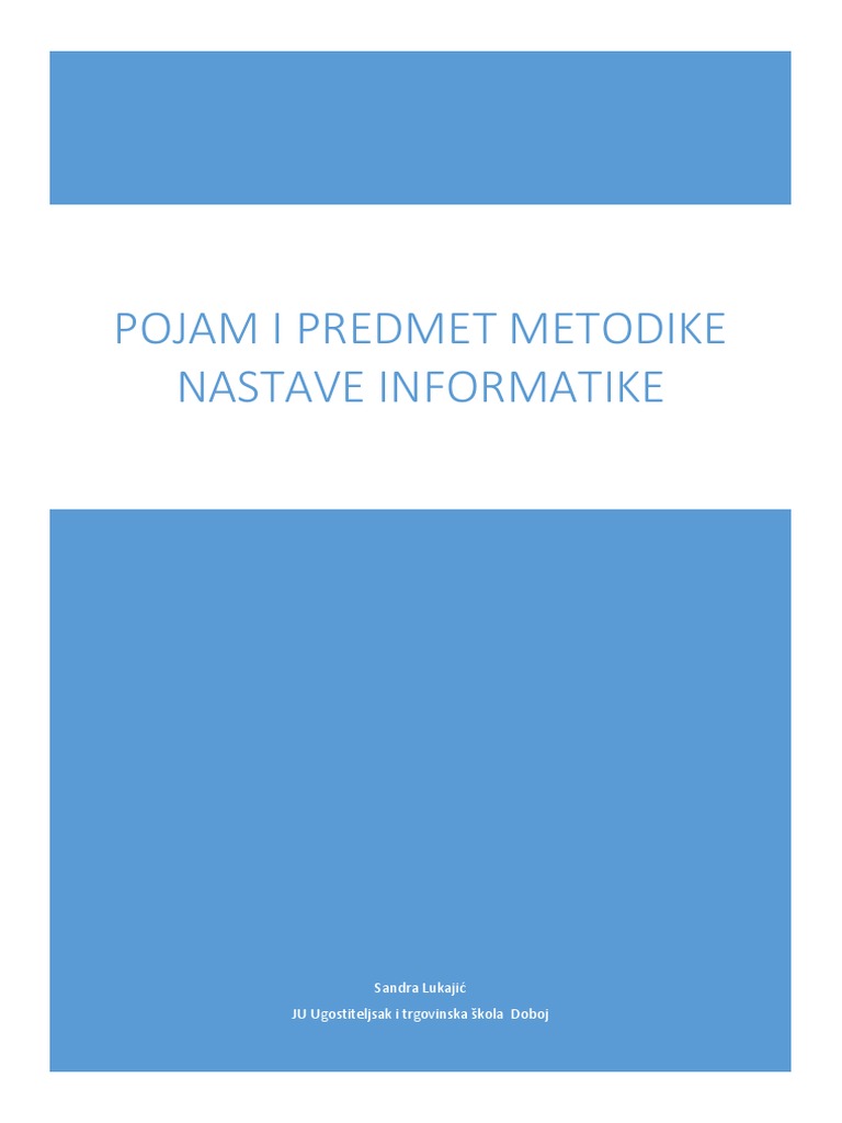 Pojam I Predmet Metodike Nastave Informatike | PDF