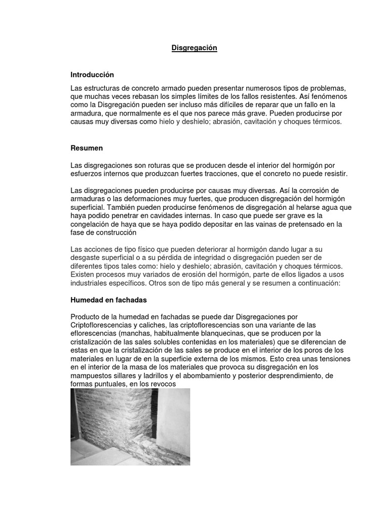 Disgregación | PDF | Hormigón | Materiales de construcción