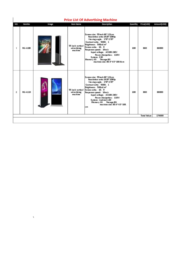 Advertising Machine Price List | PDF | Electromagnetism | Electricity