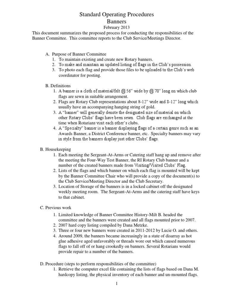 Standard Operating Procedures Banners | PDF