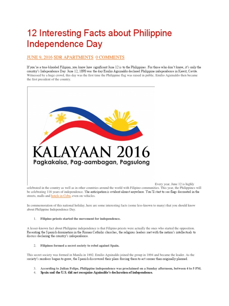 12 Interesting Facts About Philippine Independence Day | PDF ...