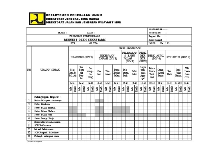 Form. Pengajuan Memulai Pekerjaan (Request) | PDF