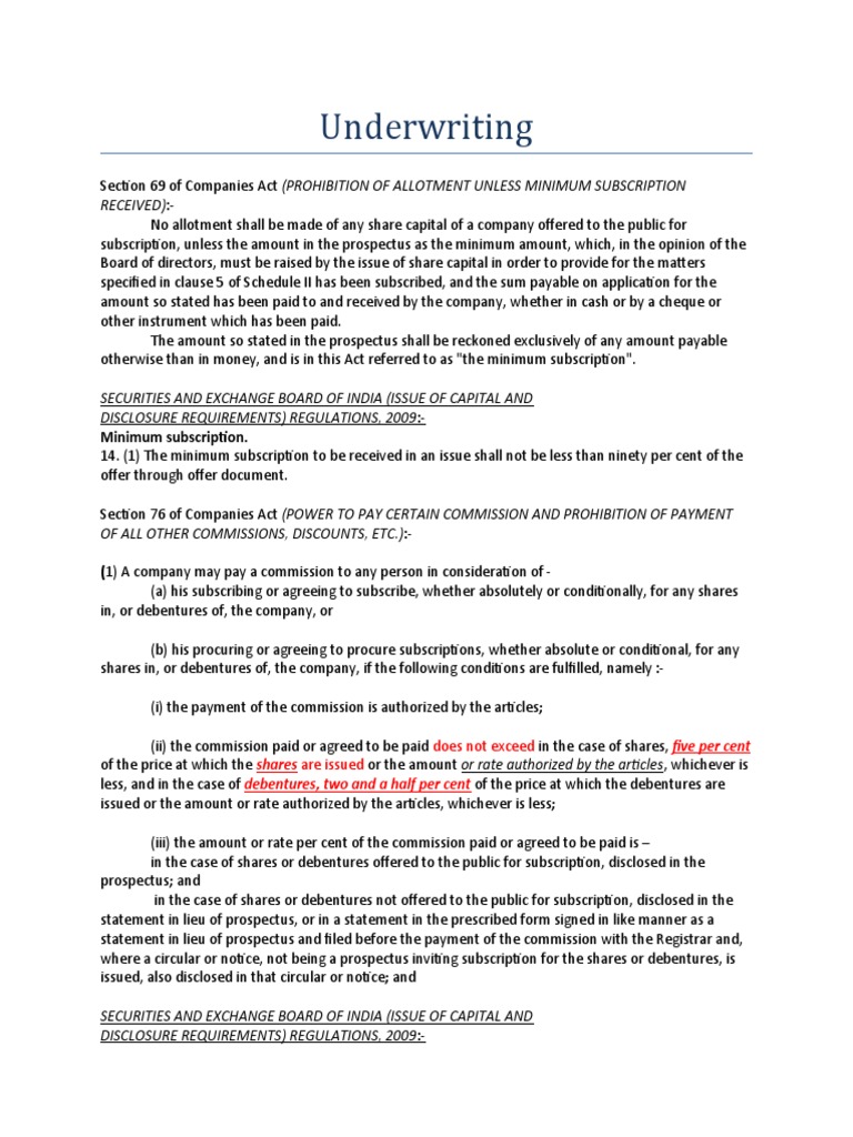 Underwriting Regulations and Practices | PDF | Financial Markets ...