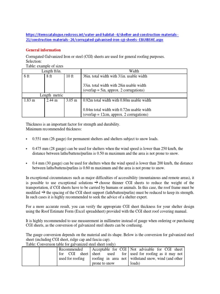 Effective Covering of G.I Sheets Table | Download Free PDF ...