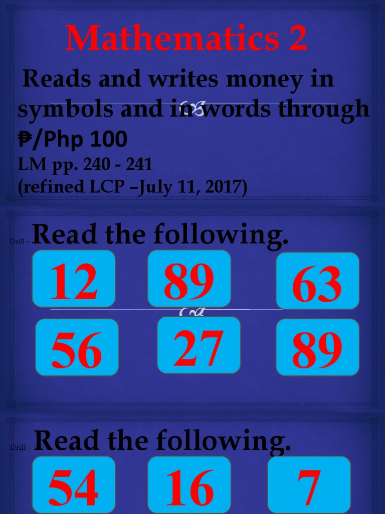 1st Quarter-Lesson 59 - Reading and Writing Money | PDF | International ...