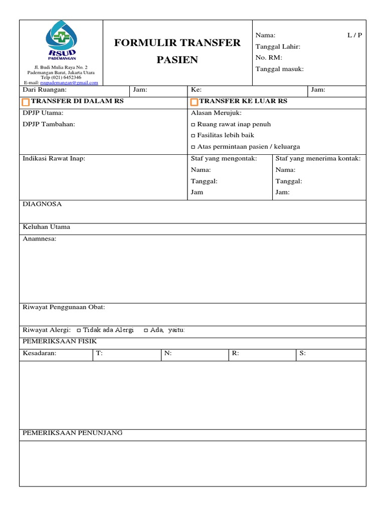 Formulir Transfer Pasien | PDF