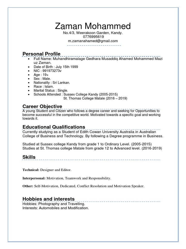 Standard CV Template 15 | PDF