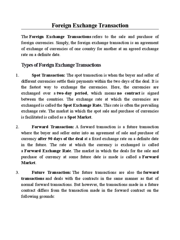 Foreign Exchange Transcation | PDF | Foreign Exchange Market ...