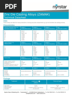 Zamak 5 Data Sheet | PDF | Strength Of Materials | Alloy