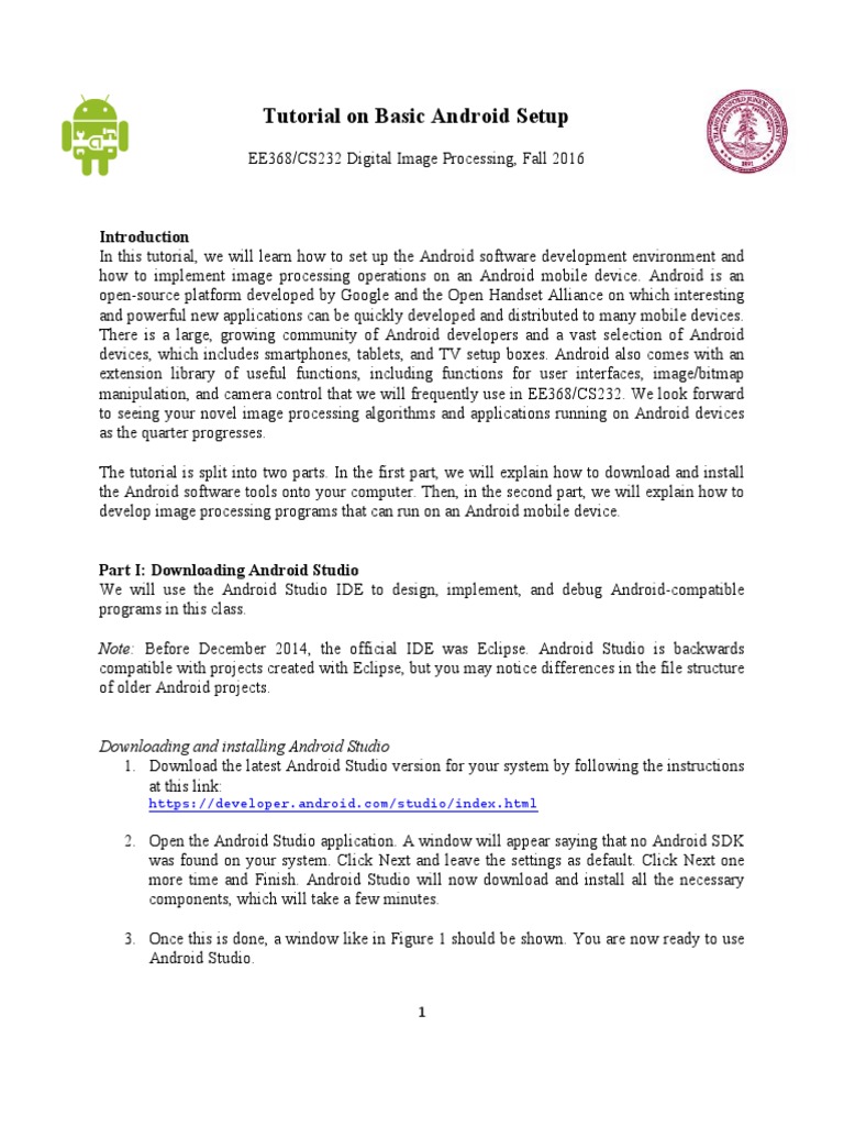01 Tutorial On Basic Android Setup | Download Free PDF | Android ...