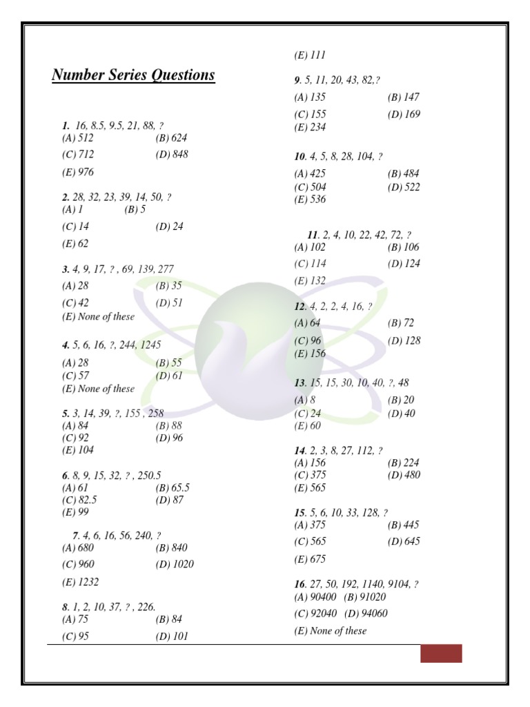 Number Series Questions | PDF