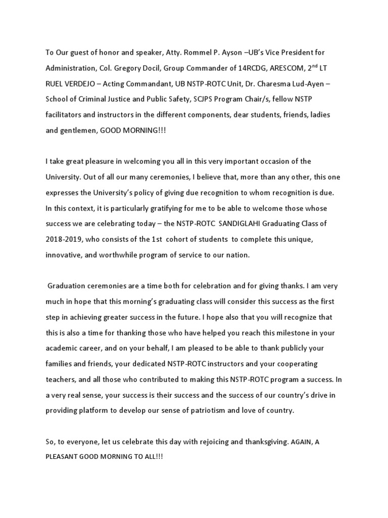 Rotc Opening Remarks | PDF