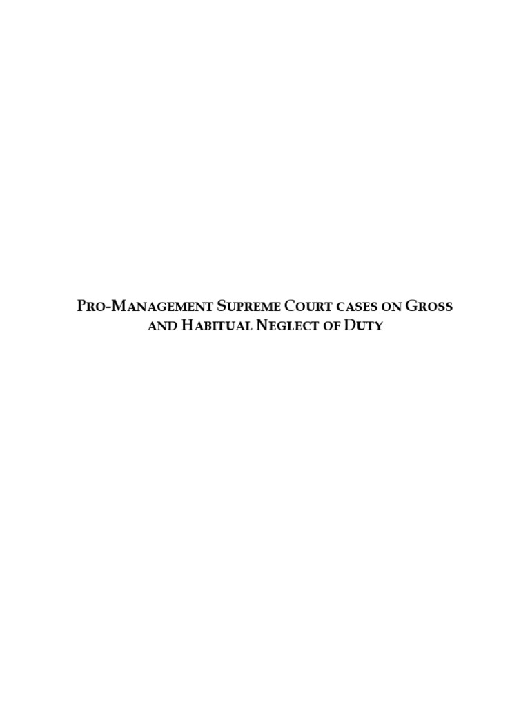 Supreme Court Cases on Neglect of Duty | PDF | Negligence | Employment