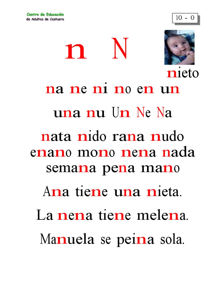 Lectura y escritura con la letra n | PDF | Ocio