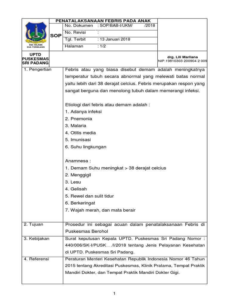 Sop Mtbs Febris | PDF