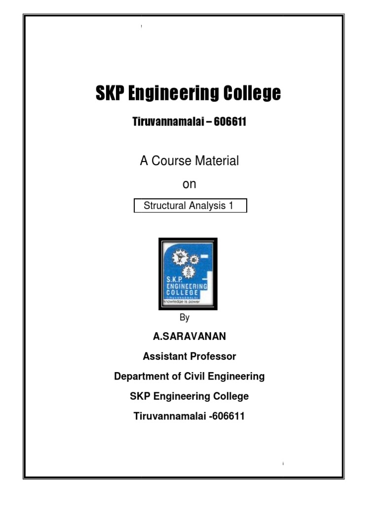 Structural Analysis 1 Notes | PDF | Bending | Materials Science