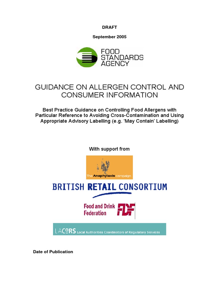 Allergen Control Guidance | PDF | Food Allergy | Food Intolerance