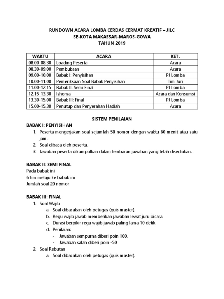 Rundown LCCK | PDF