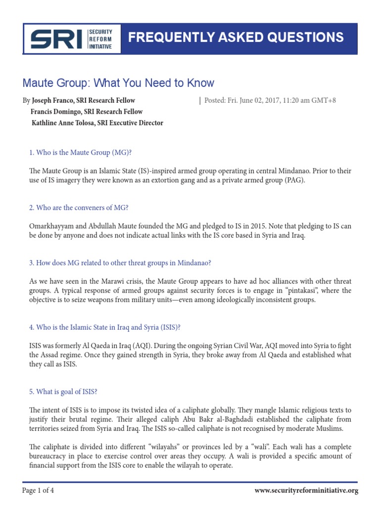 Understanding the Maute Group and ISIS | PDF | Islamic State Of Iraq ...
