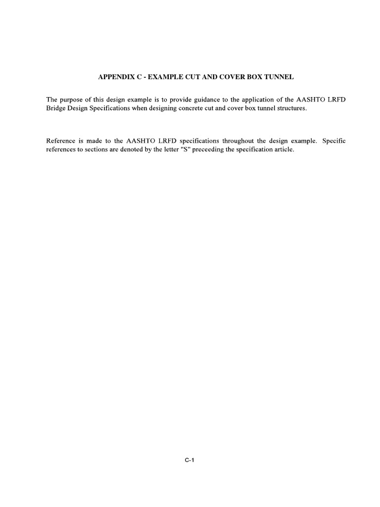 Appendix C - Example Cut and Cover Box Tunnel | PDF