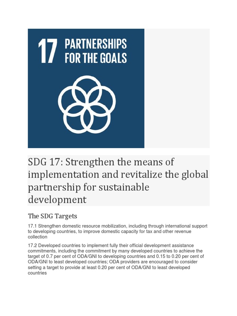 SDG 17: Strengthen The Means of Implementation and Revitalize The ...