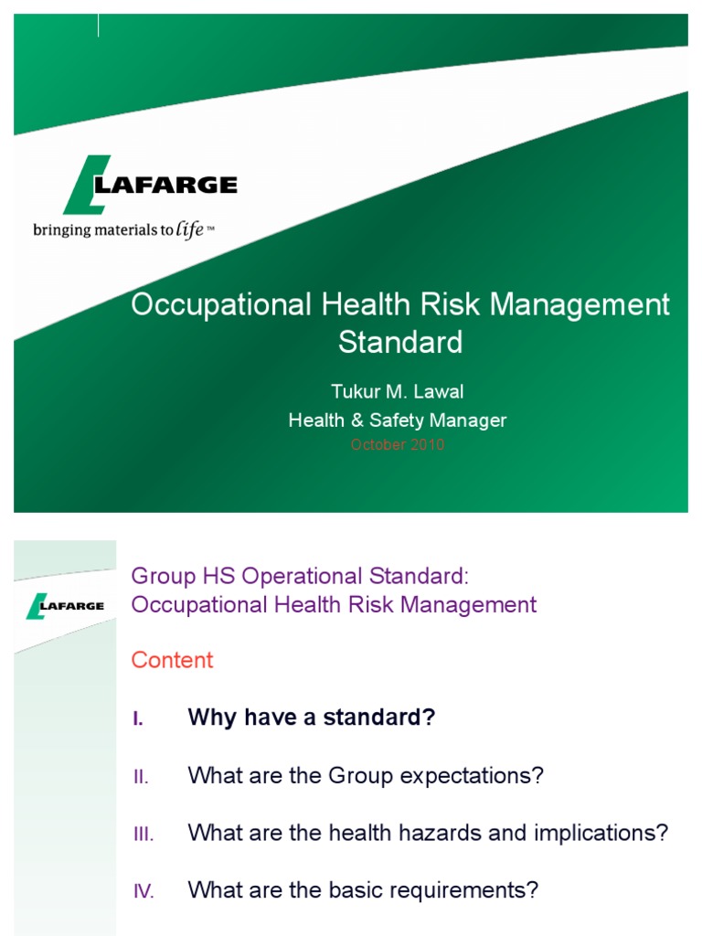 Occ Health Risk Management - Oct 2010 | PDF | Occupational Safety And ...