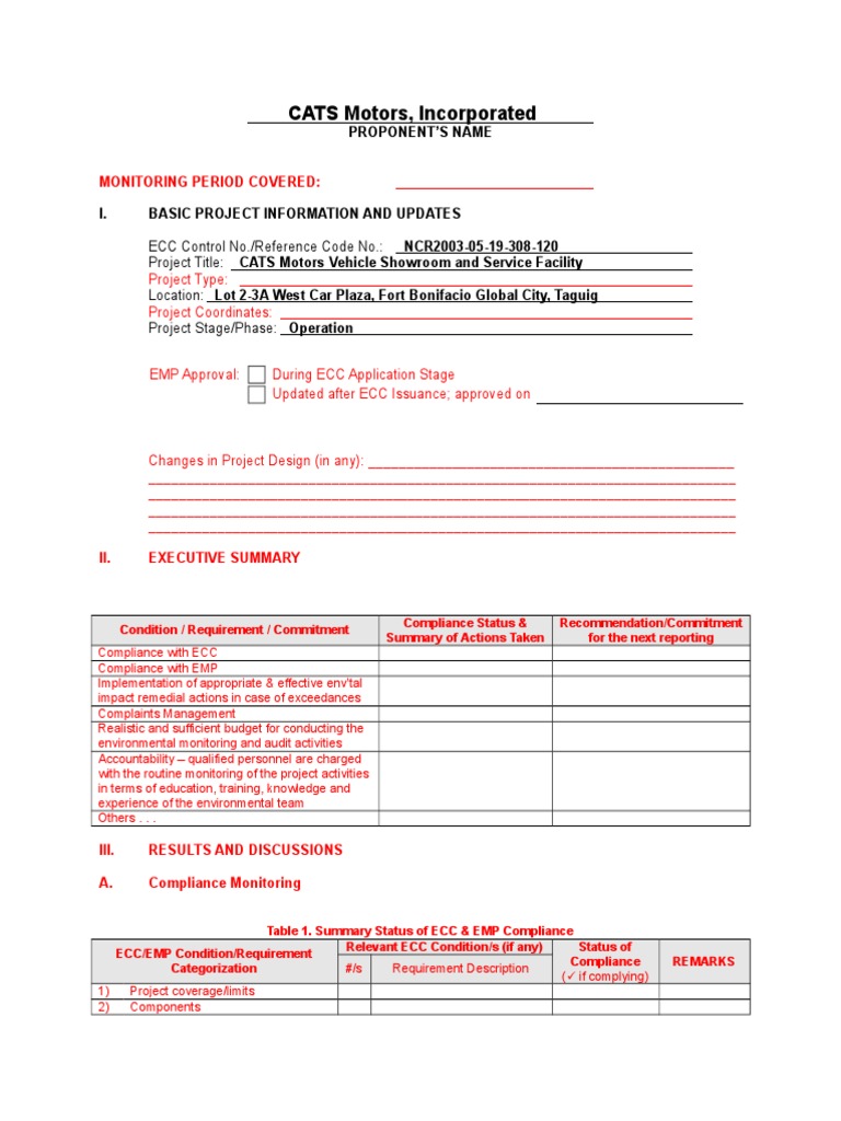 Compliance Monitoring Report | Download Free PDF | Environmental ...