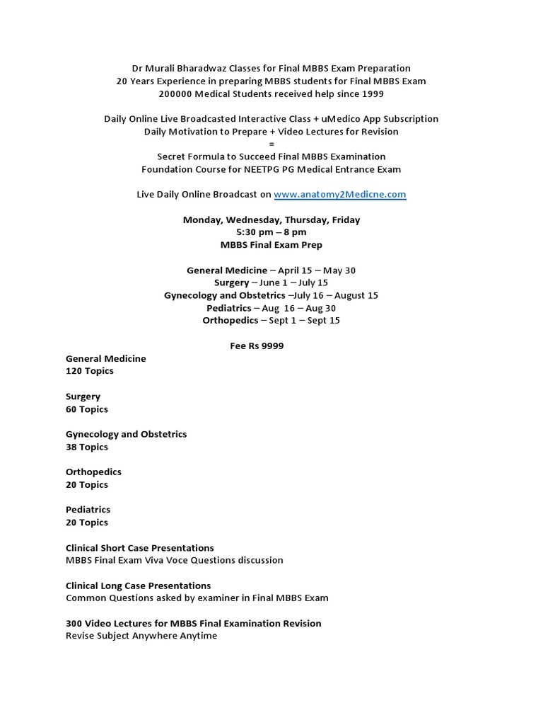 Final MBBS Flyer | PDF